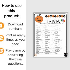 Halloween Trivia Game, Printable Halloween Trivia Quiz for Kids and ...