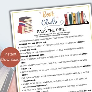 Book Club Pass the Prize, Printable Book Club Pass the Parcel Game ...