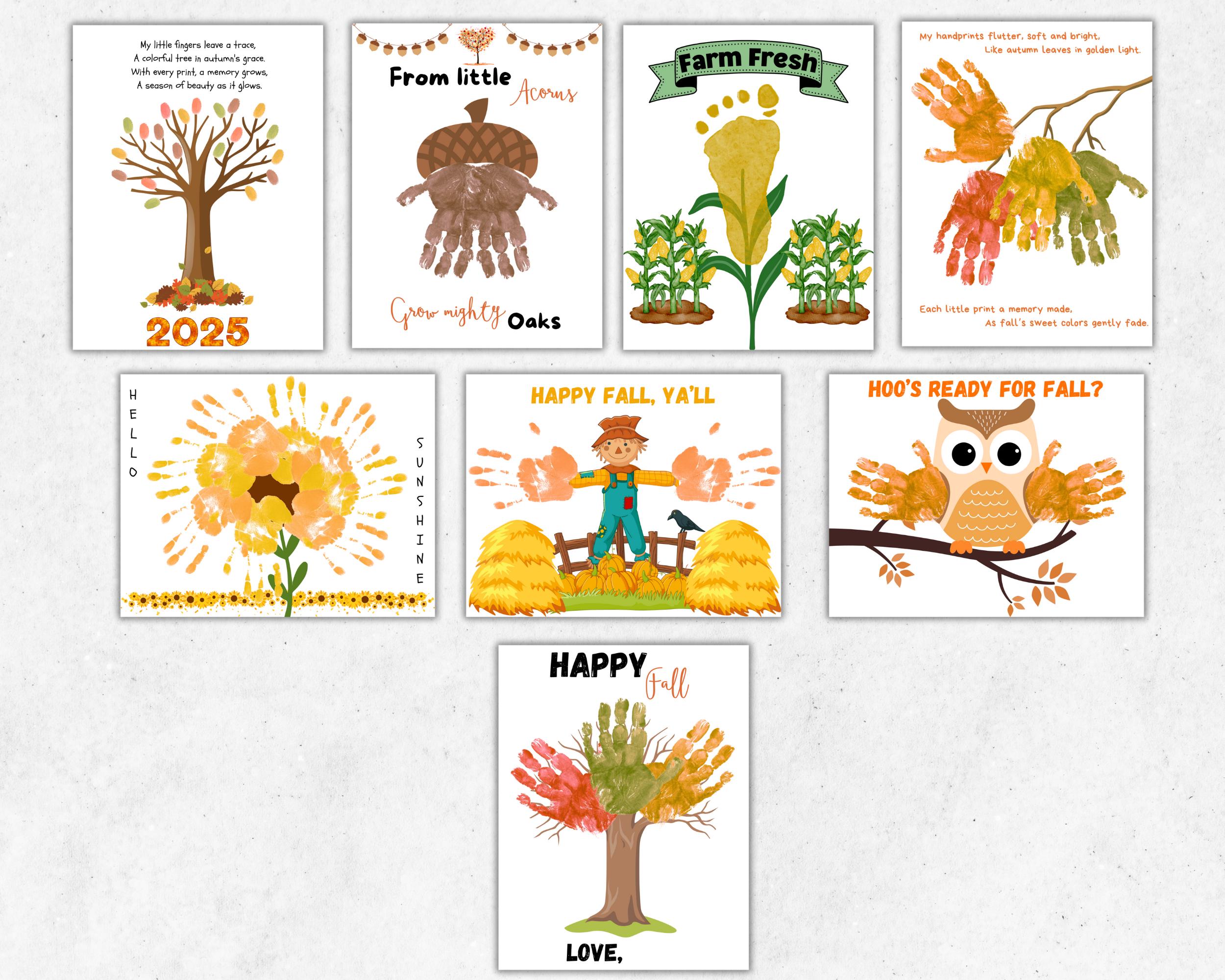 Fall Handprint Art Bundle, Fall Handprint Craft for Toddler, Fall ...