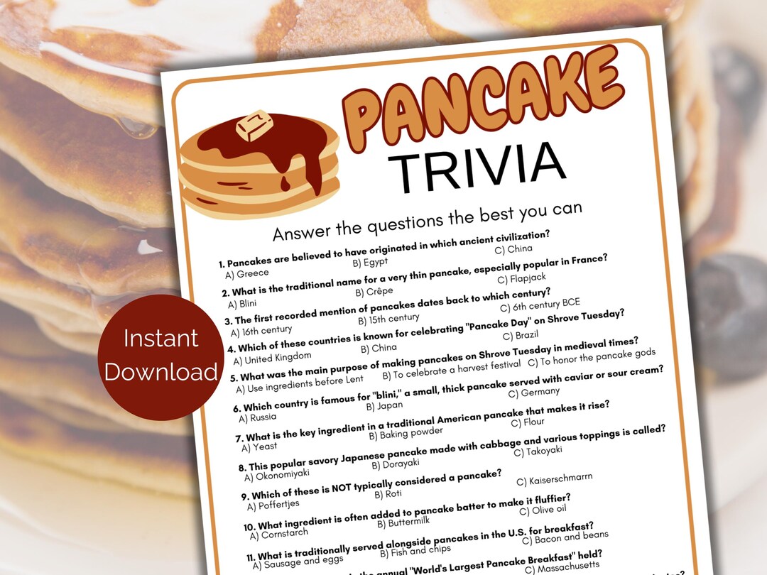 Pancake Trivia Game, Pancake Quiz, Pancake Party Games, Brunch Party ...