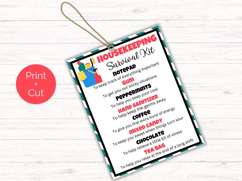 Editable Housekeeper Survival Kit Gift Tags, Housekeeping Appreciation ...
