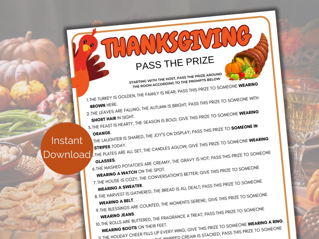 Thanksgiving Pass the Prize, Printable Thanksgiving Pass the Parcel ...