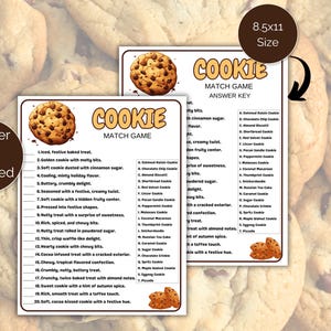 Cookie Match Game, Printable Cookie Exchange Game, Cookie Matchup Game ...