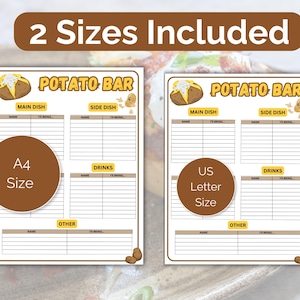 Baked Potato Potluck Sign up Sheet, Printable Baked Potato Potluck ...