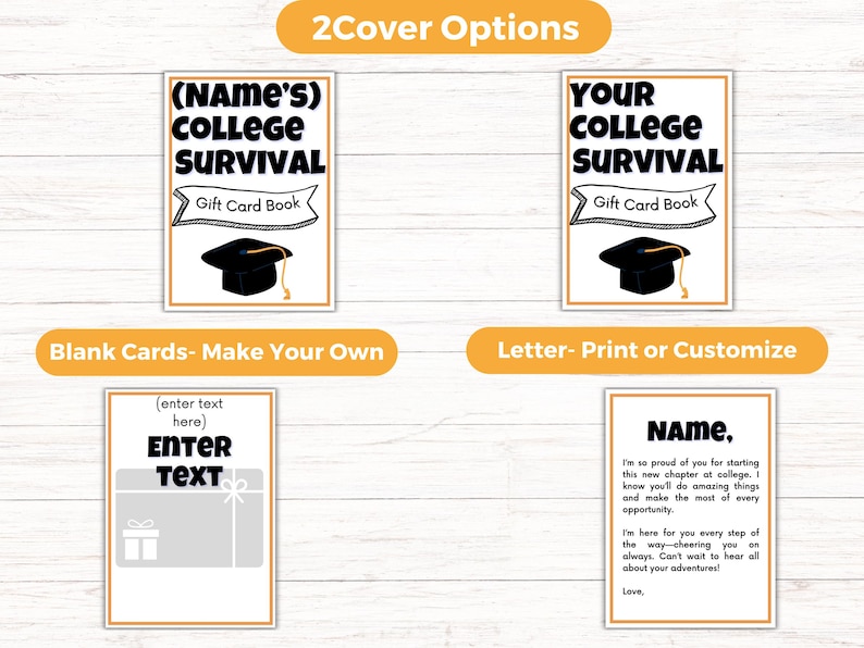 College Gift Card Book Editable or Printable, College Survival Book ...