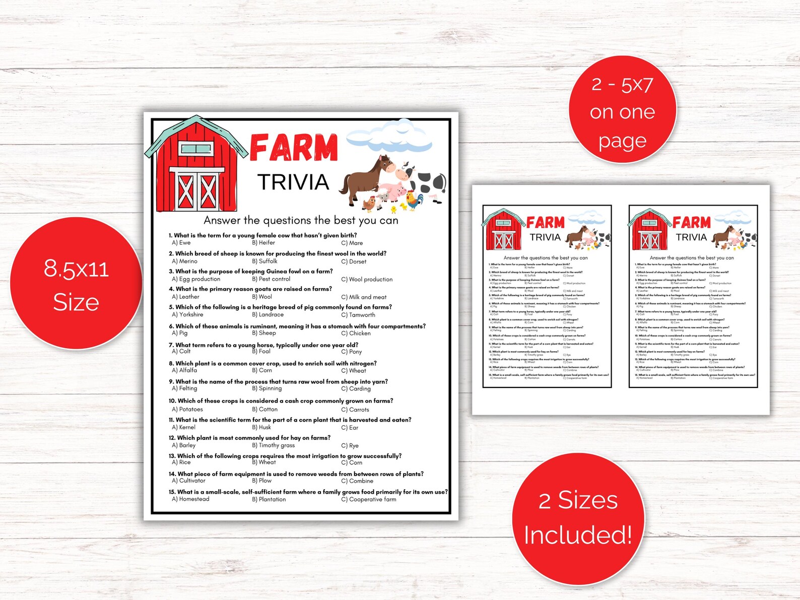 Farm Trivia Game, Printable Farm Trivia, Farm Quiz, Farming Printable ...