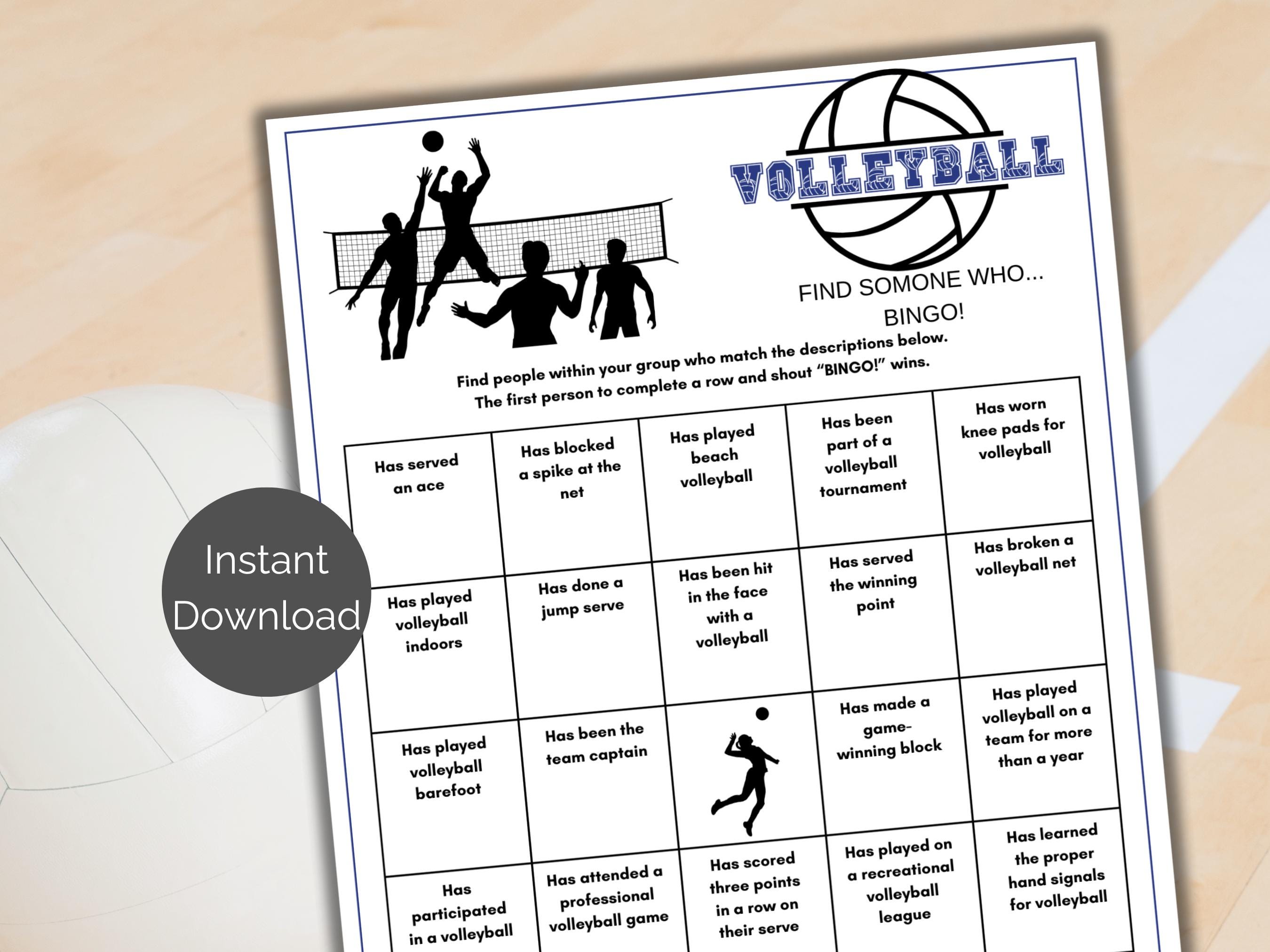 Volleyball Find Someone Who Game, Printable Volleyball Team Party Games ...