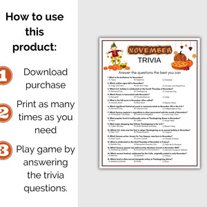 November Trivia Game, November Quiz, Fall Activities for Kids and ...