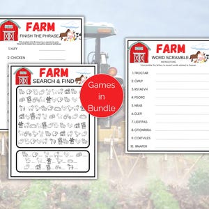 Farm Game Bundle, 9 Printable Farm Birthday Party Games for Kids, Farm ...