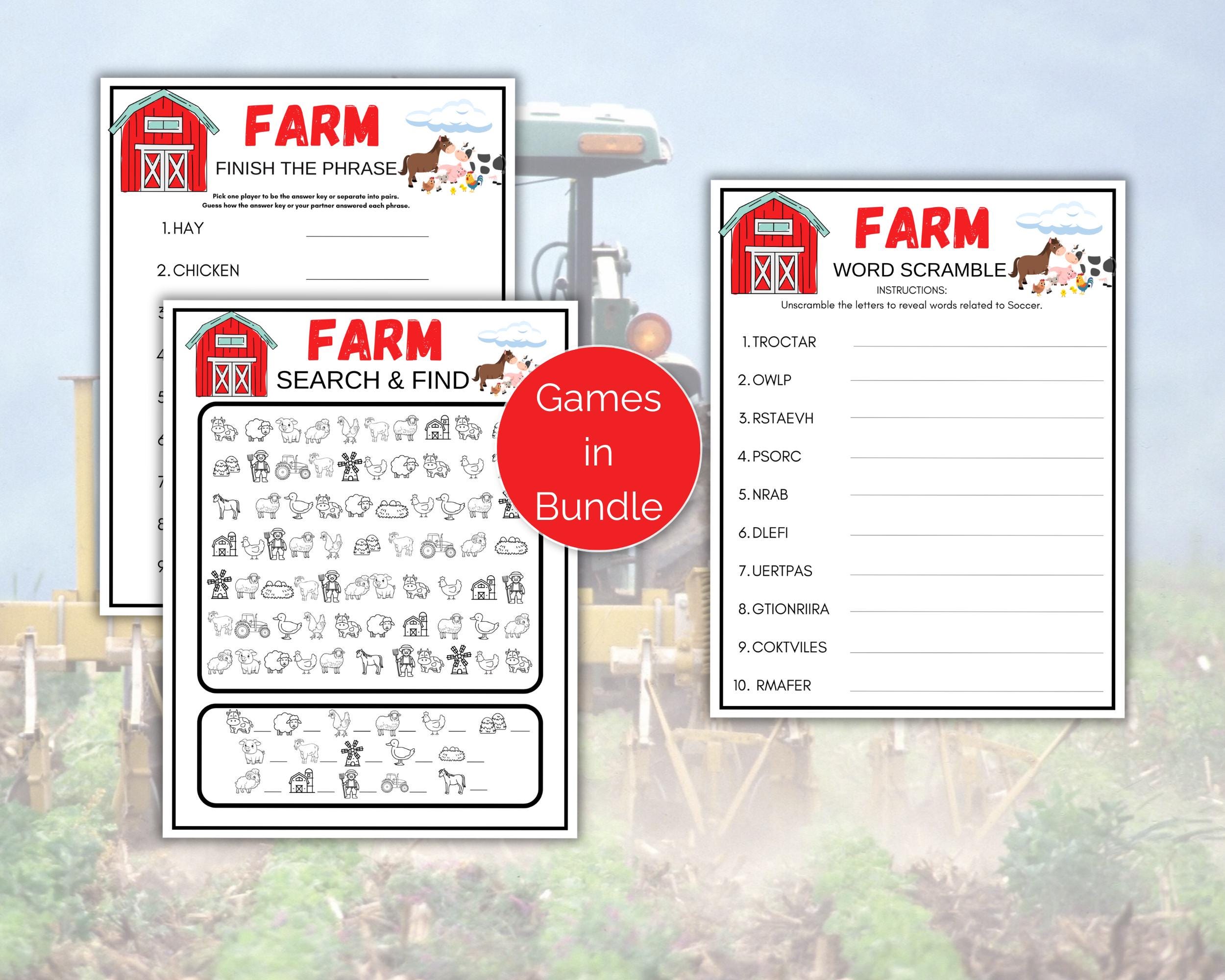 Farm Game Bundle, 9 Printable Farm Birthday Party Games for Kids, Farm ...
