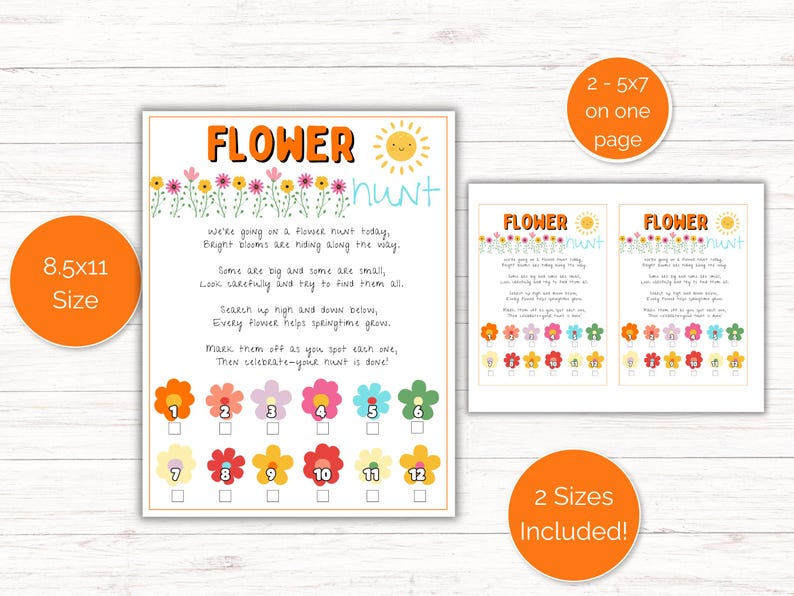 Flower Scavenger Hunt for Kids, Printable Flower Themed Activity for ...