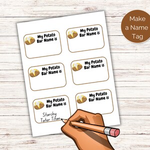 What's Your Potato Name Game + Name Tags, Potato Bar Party Game, Potato ...