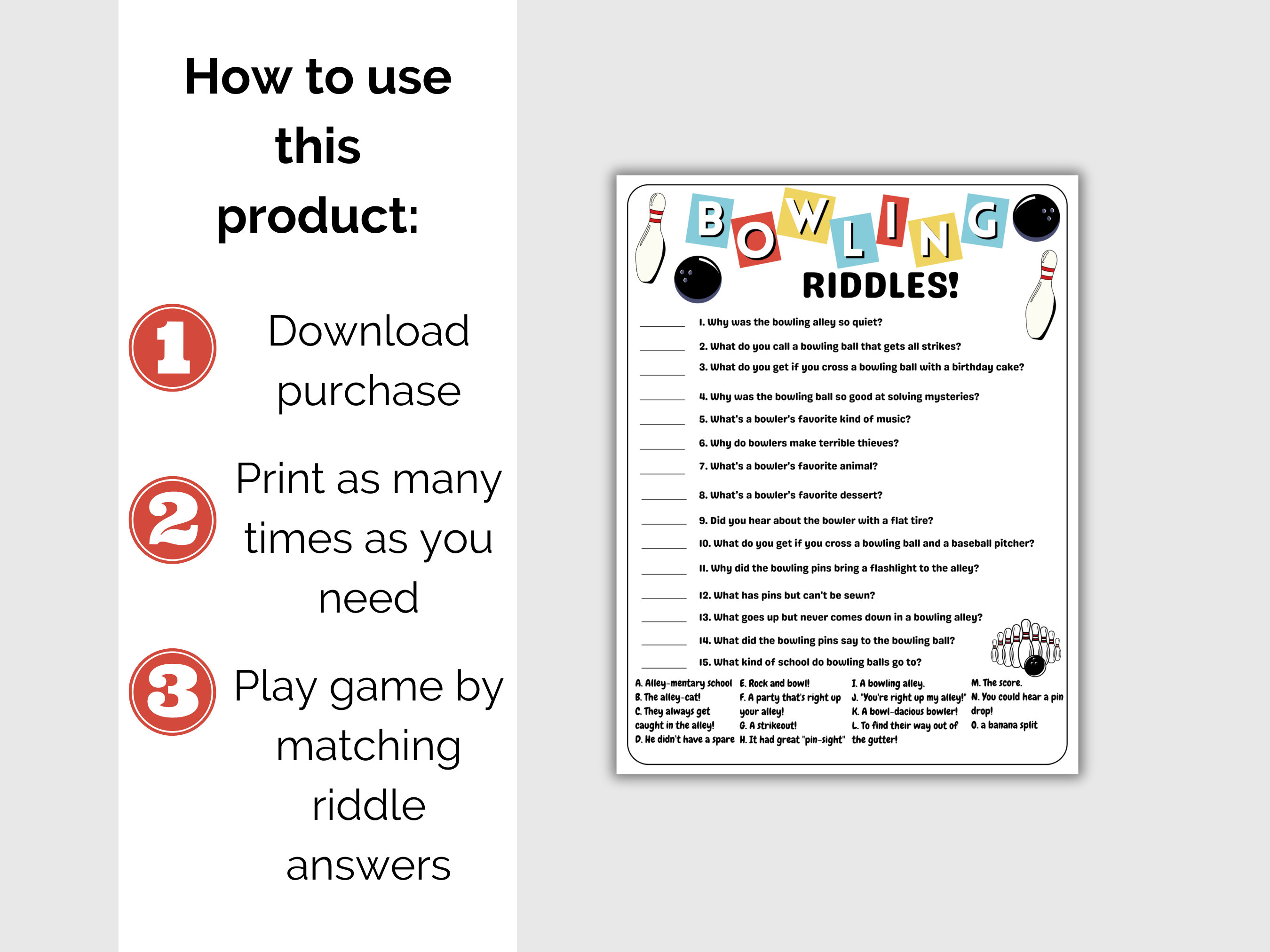 Bowling Jokes, Bowling Riddles, Bowling Birthday Party Game, Bowling ...