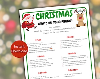 What's on Your Phone Game, Christmas Edition Printable Games, Holiday ...