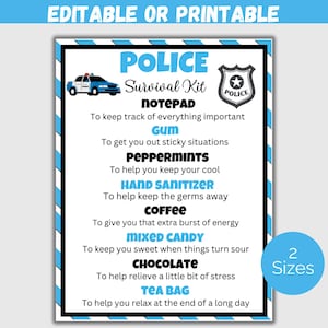 Editable Police Officer Survival Kit Gift Tags, Law Enforcement ...