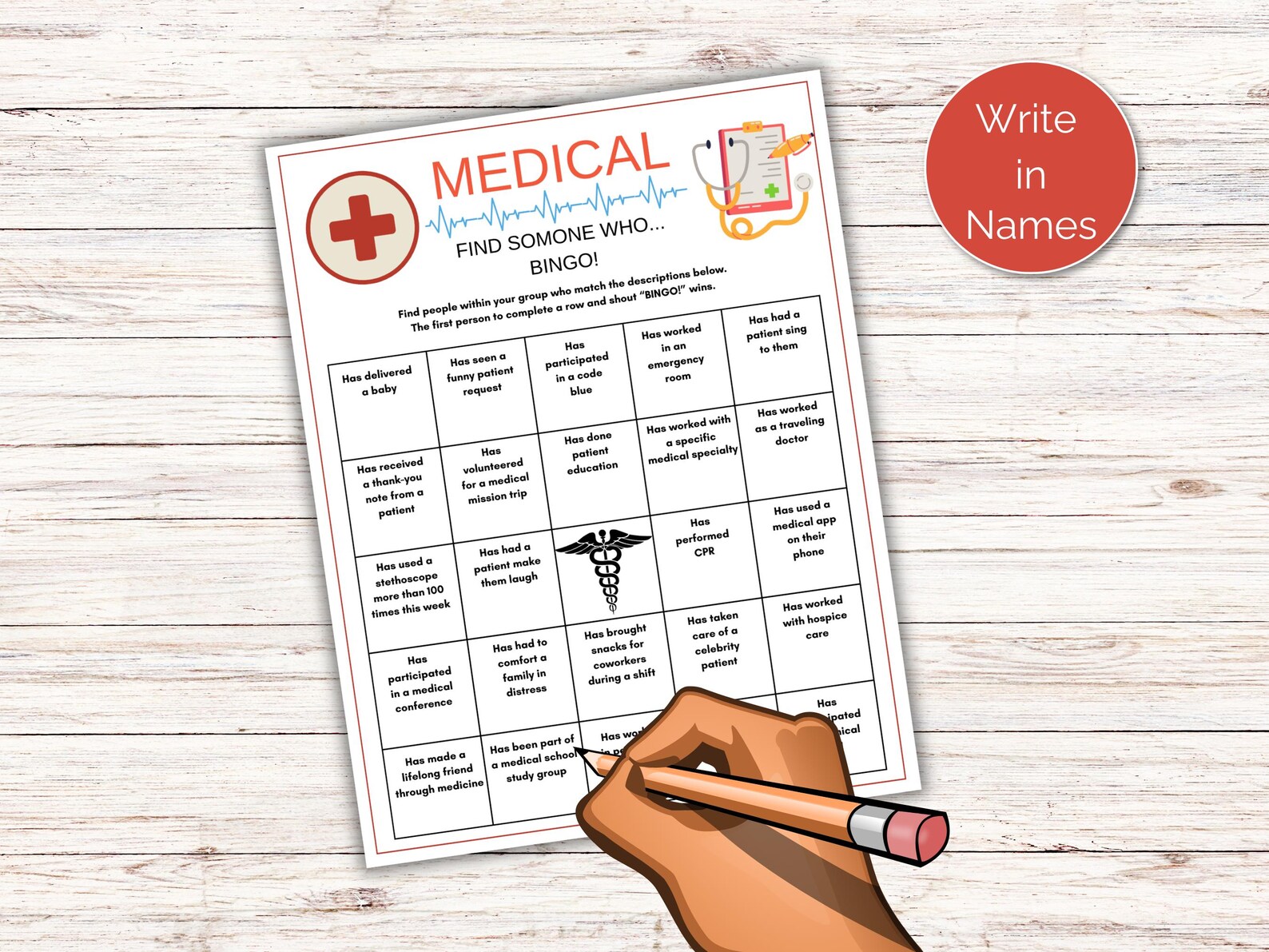 Medical Find Someone Who Game, Mix and Mingle Bingo, Medical Party Game ...