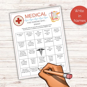 Medical Find Someone Who Game, Mix and Mingle Bingo, Medical Party Game ...