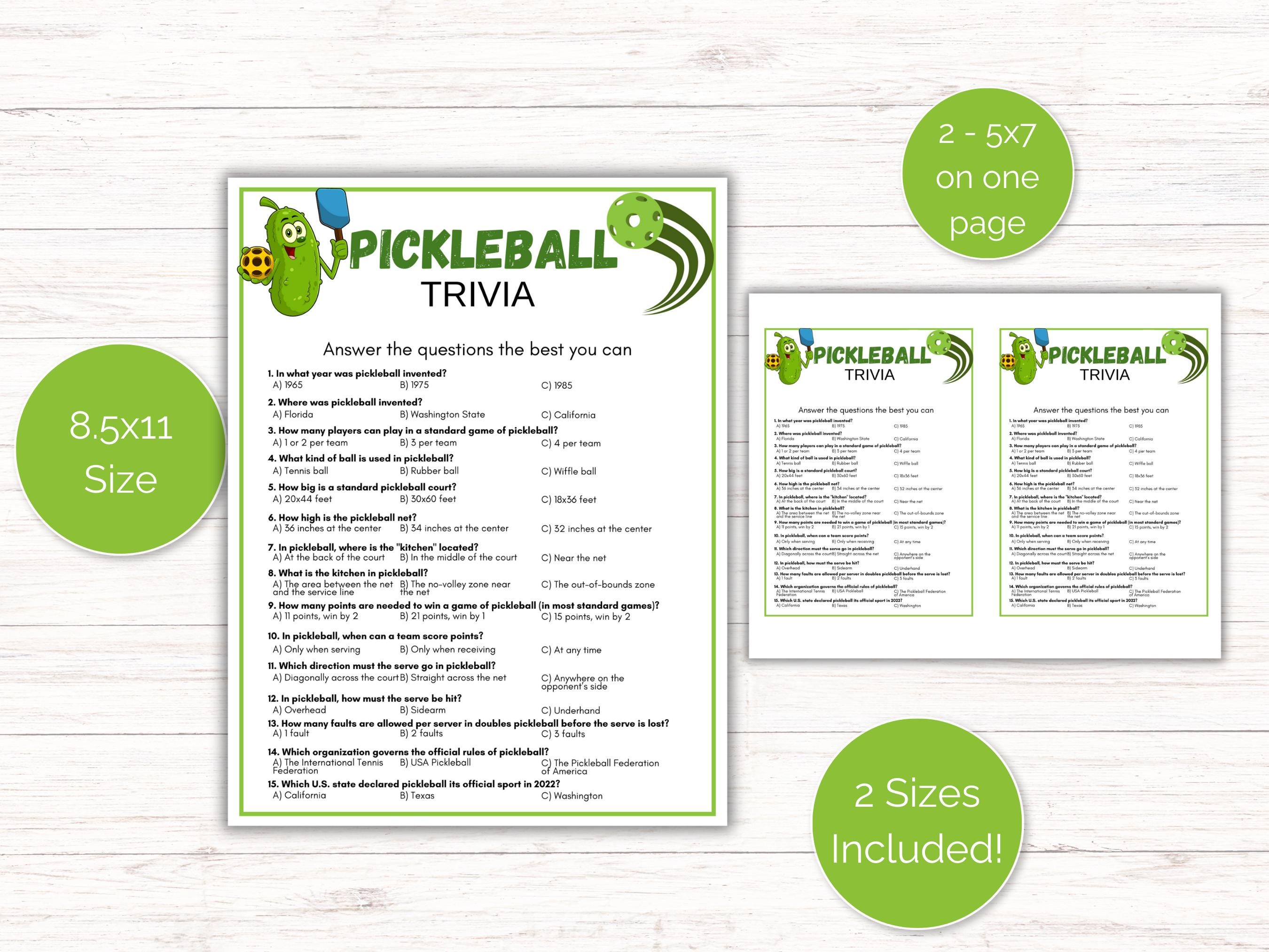 Pickleball Trivia Game, Pickleball Quiz, Pickleball Party Activity ...