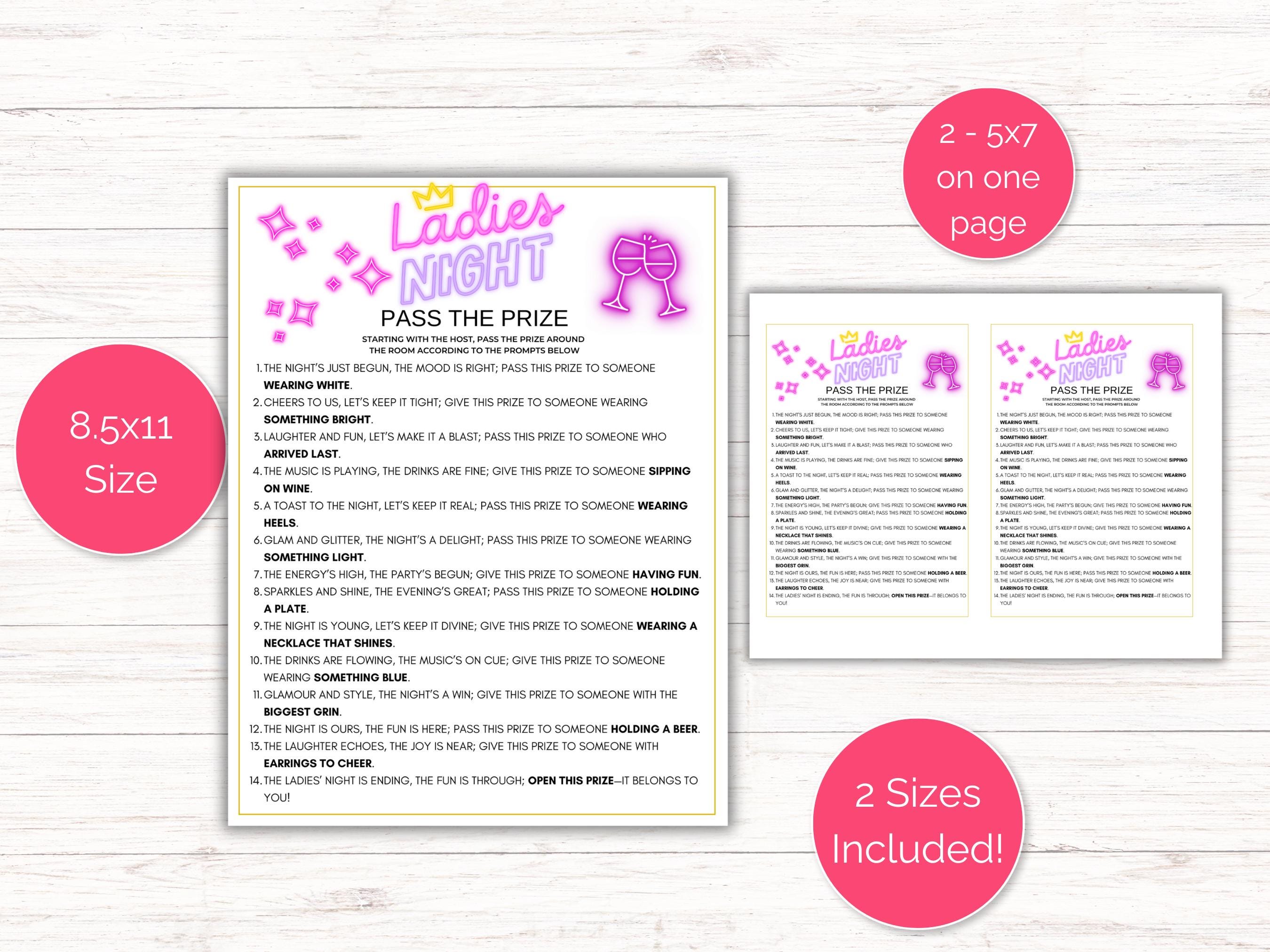 Ladies Night Pass the Prize, Printable Girls Night Pass the Parcel Game ...