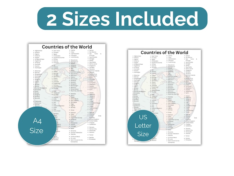 List of Countries of the World, Printable World Countries List, All ...