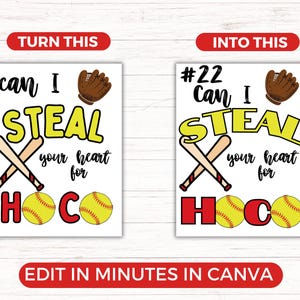 Editable Softball Homecoming Proposal Sign, Printable HOCO Poster ...