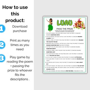 Luau Pass the Prize, Printable Luau Pass the Parcel Game, Luau Party ...
