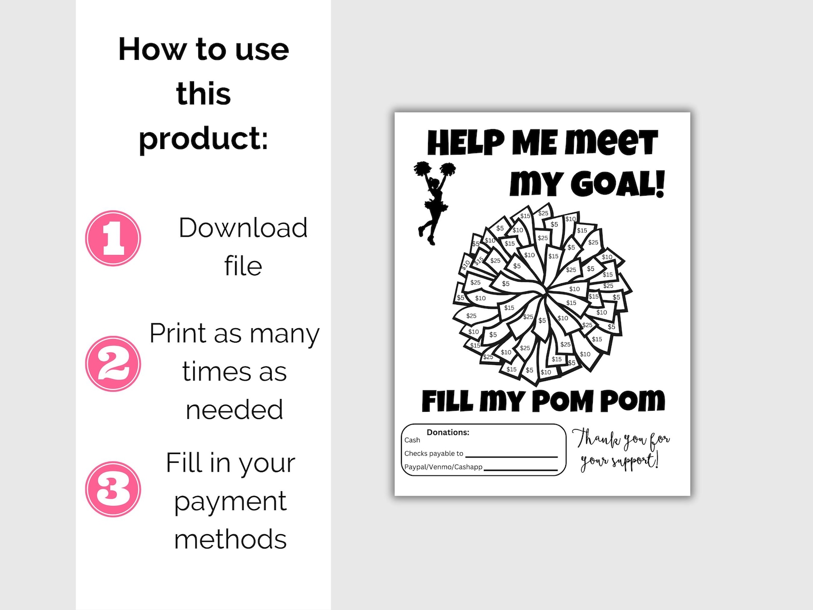 Fill My Pom Pom Fundraiser Template, Cheerleading Fundraiser Flyer ...