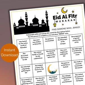 Eid Al-fitr Find Someone Who Game, Ramadan Party Mix and Mingle, Human ...