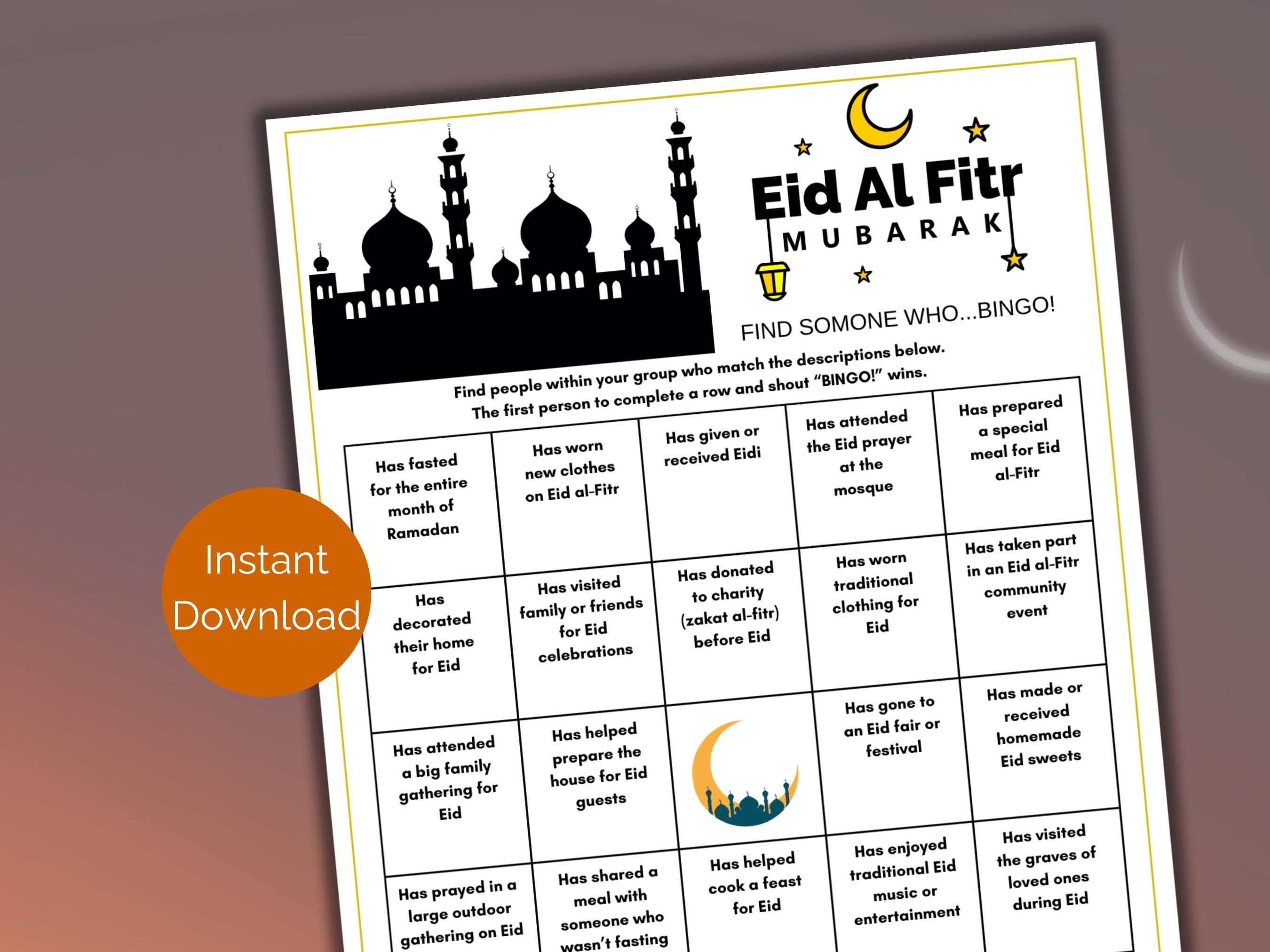 Eid Al-fitr Find Someone Who Game, Ramadan Party Mix and Mingle, Human ...