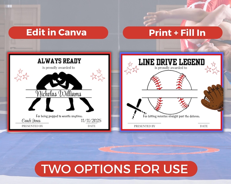 Editable Wrestling Award Certificates, 101 Printable End of Season ...