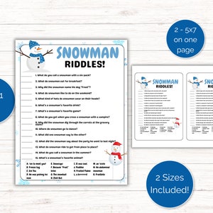 Snowman Riddles, Winter Riddles, Winter Printable Activity, Winter Game ...