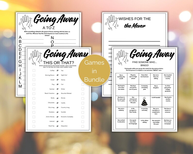 Going Away Party Game Bundle, 15 Printable Moving Party Games, Farewell ...