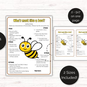 Who's the Most Like a Bee, Printable Printable Bee Themed Game, What ...