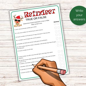 Reindeer True or False Game, Reindeer Trivia Game, Reindeer Quiz ...