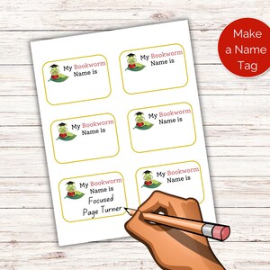 What's Your Bookworm Name Game + Name Tags, Printable Book Club Games ...