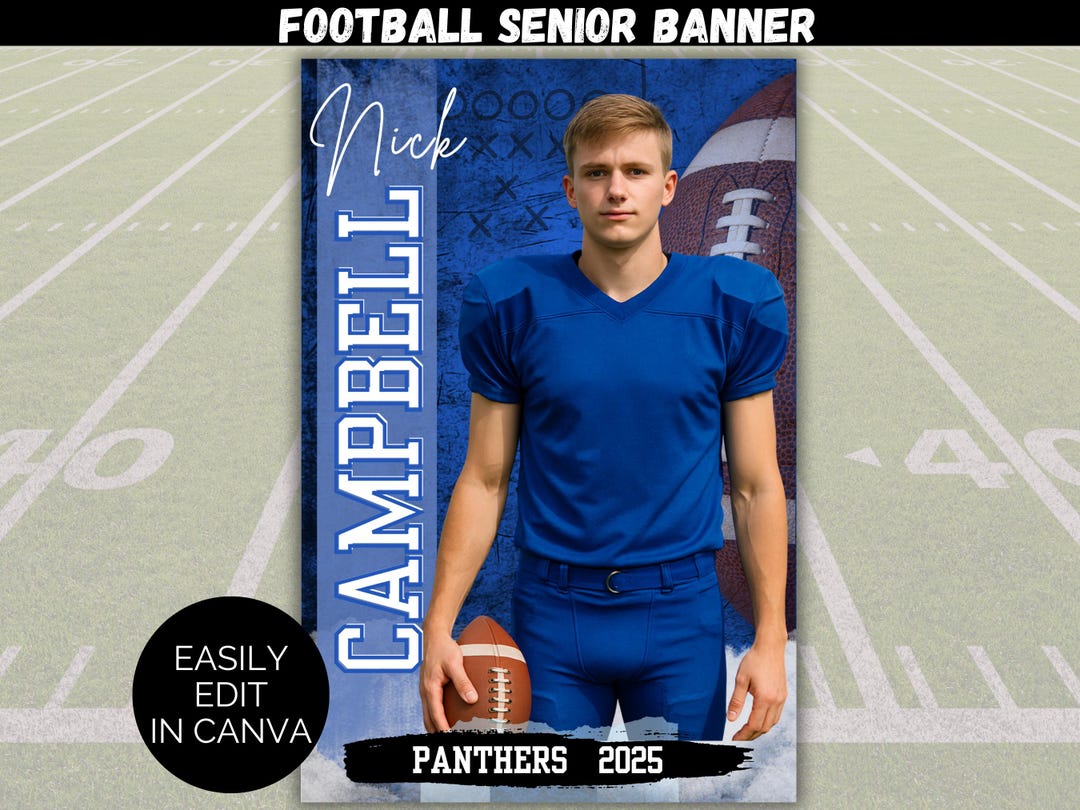 Editable Senior Football Banner Template, Custom Football Senior Night ...