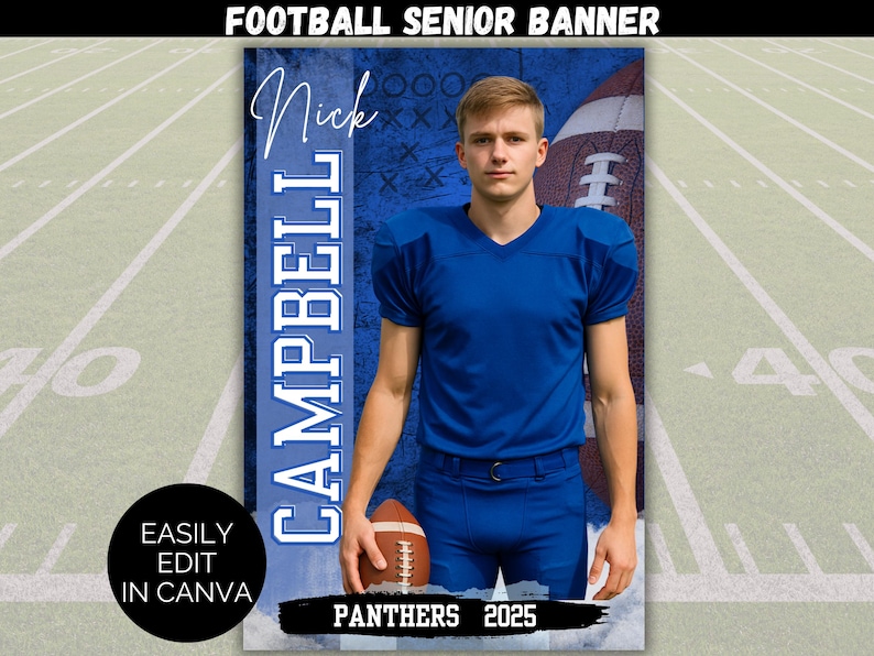 Editable Senior Football Banner Template, Custom Football Senior Night ...