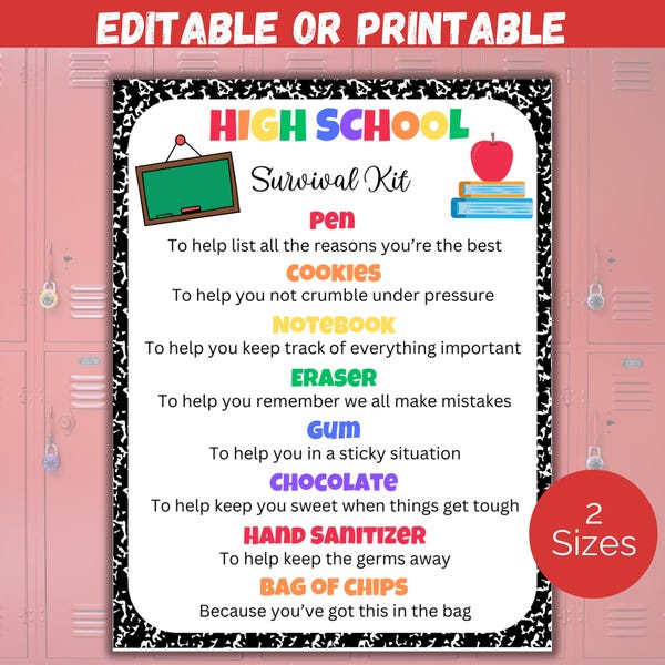High School Survival Kit - Etsy
