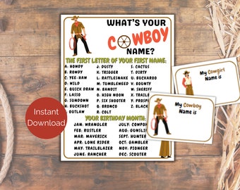 What’s Your Cowboy Name? Printable, Instant Download, PDF - Etsy