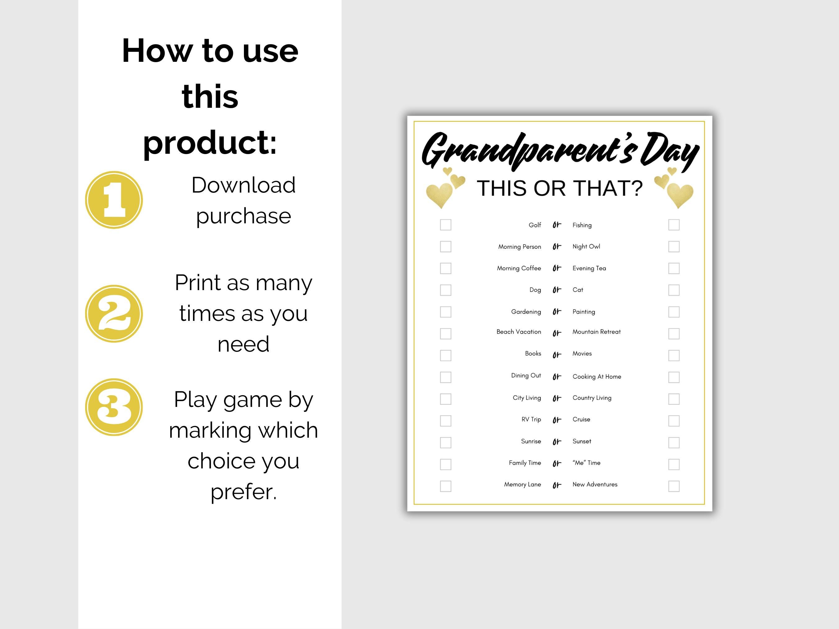Grandparents This or That Game, Printable Grandparents Day Game ...