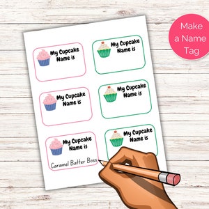 What's Your Cupcake Name Game + Name Tags, Cupcake Birthday Party Game ...