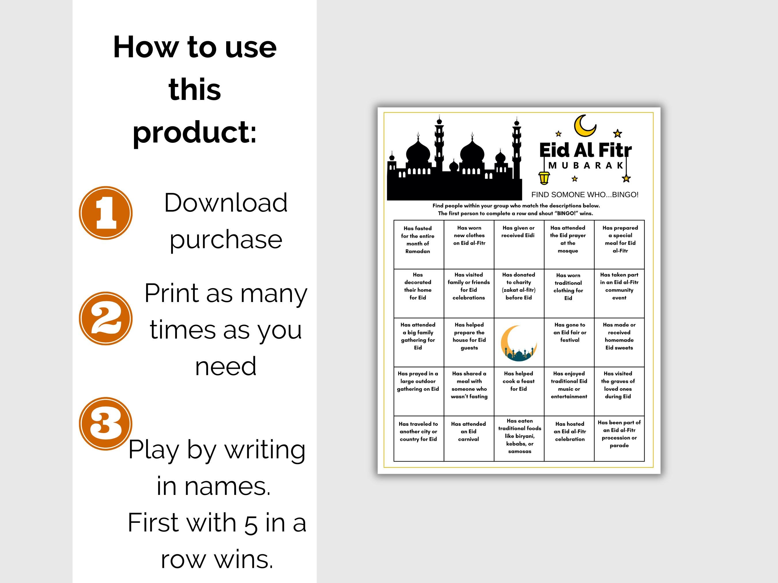 Eid Al-fitr Find Someone Who Game, Ramadan Party Mix and Mingle, Human ...