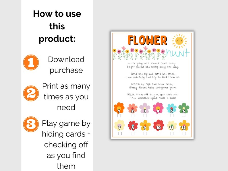 Flower Scavenger Hunt for Kids, Printable Flower Themed Activity for ...