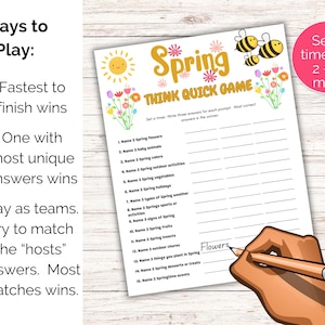Spring Think Quick, Spring Printable Games, Spring Trivia, Spring Party ...
