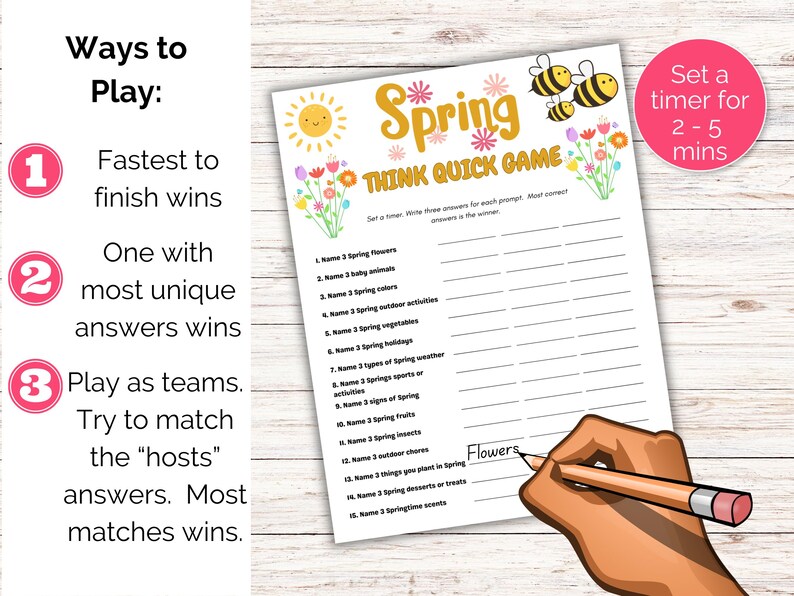 Spring Think Quick, Spring Printable Games, Spring Trivia, Spring Party ...