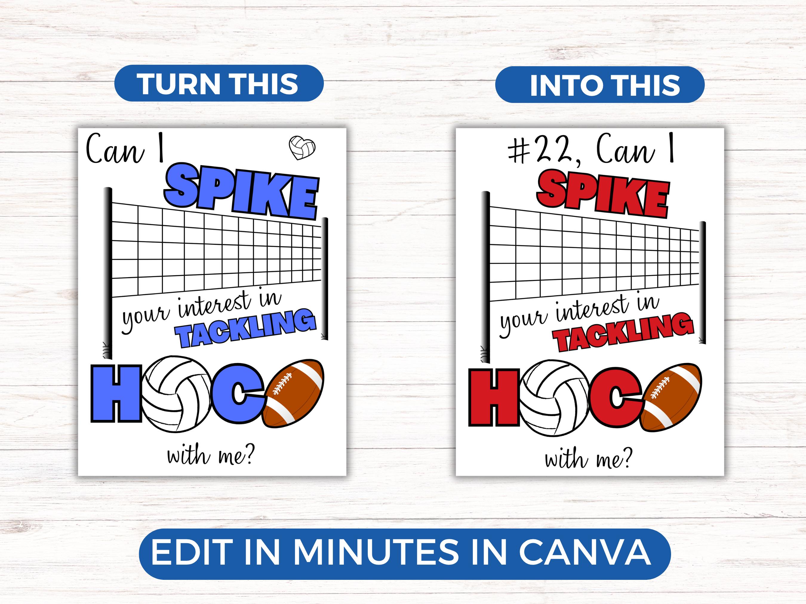 Editable Volleyball and Football Homecoming Proposal Sign, Printable ...