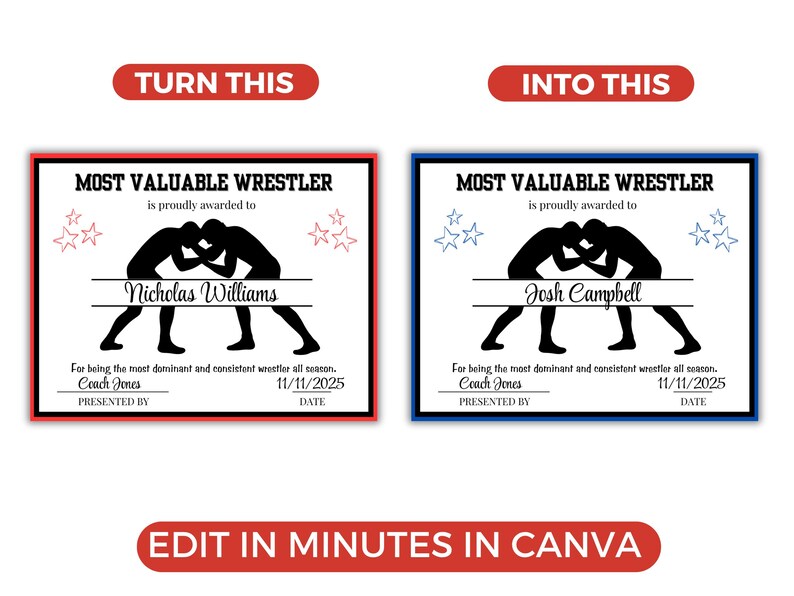 Editable Wrestling Award Certificates, 101 Printable End of Season ...