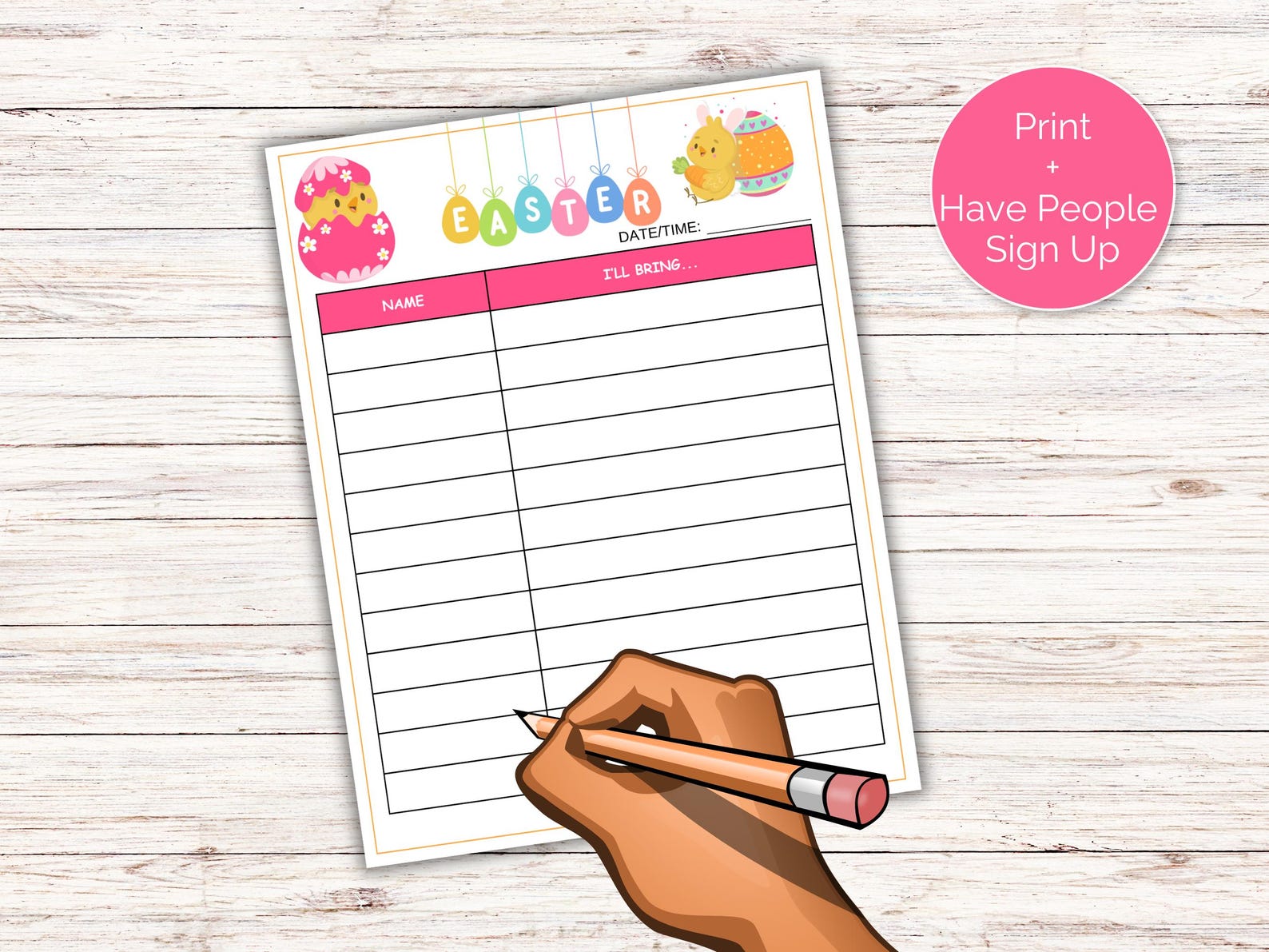 Easter Potluck Sign up Sheet, Printable Easter Party Potluck Sign up ...