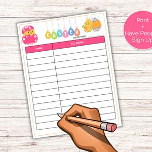 Easter Potluck Sign up Sheet, Printable Easter Party Potluck Sign up ...