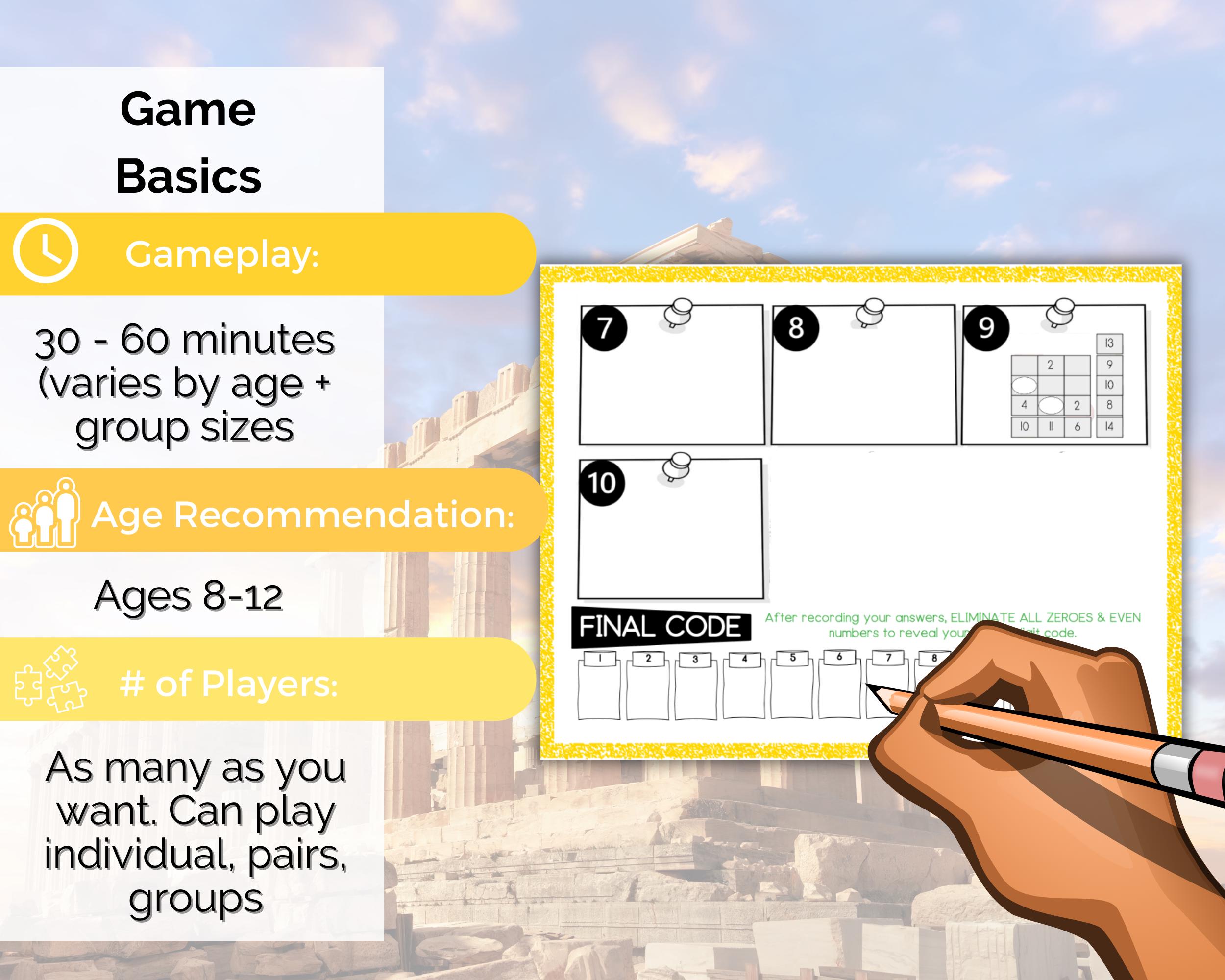 Greek Mythology Escape Room for Kids, Printable Escape Room Kit ...